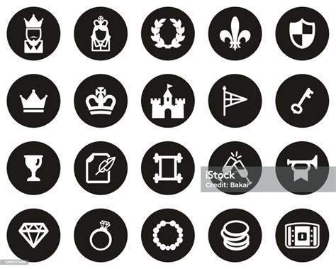 로열티 또는 로얄 블러드 아이콘 화이트 에 블랙 플랫 디자인 서클 세트 큰 개념에 대한 스톡 벡터 아트 및 기타 이미지 개념 검은색 고대 유물 Istock