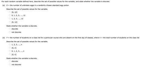 Solved For Each Random Variable Defined Here Describe The