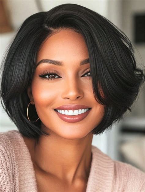 Short Side Part Bob Wigs Straight Black Hair Wig Bowl Cut Cosplay Wig