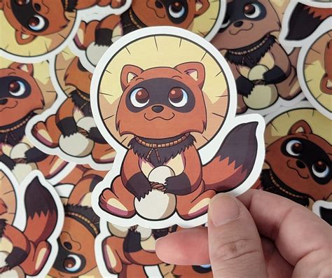 Tanuki Cute Yokai 3 In Waterproof Vinyl Sticker Etsy