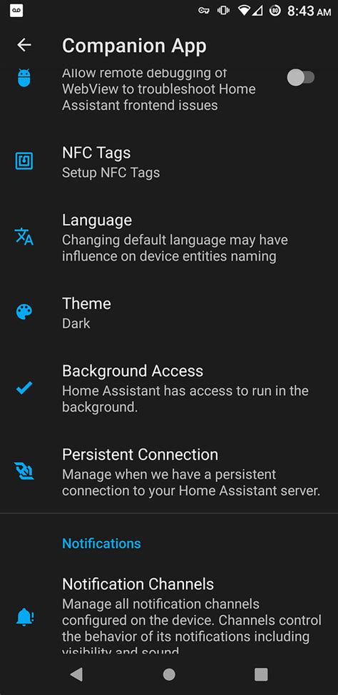 Persistent Connection Setting Missing Home Assistant Companion For Android Home Assistant