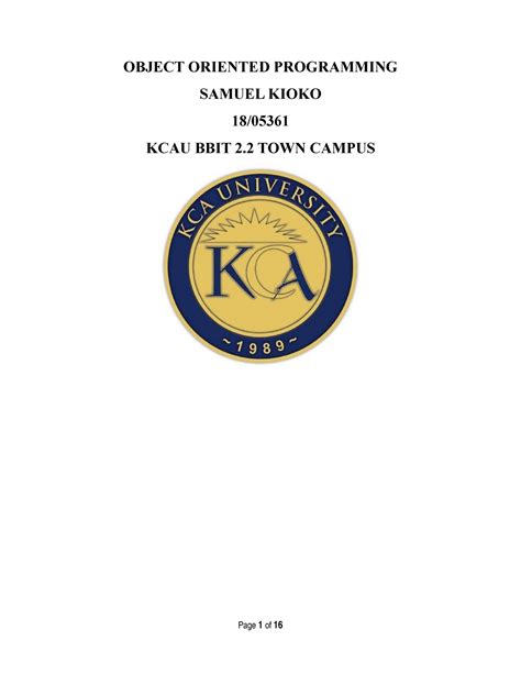 samuel kioko oop assignment object oriented programming samuel kioko 18 kcau bbit 2 town