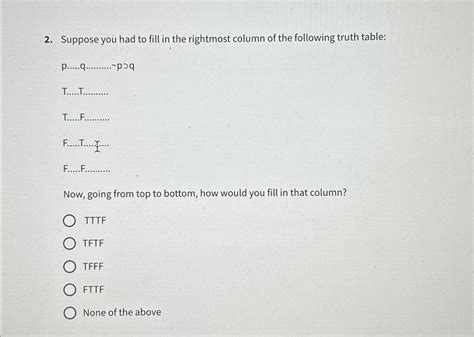 Suppose You Had To Fill In The Rightmost Column Of