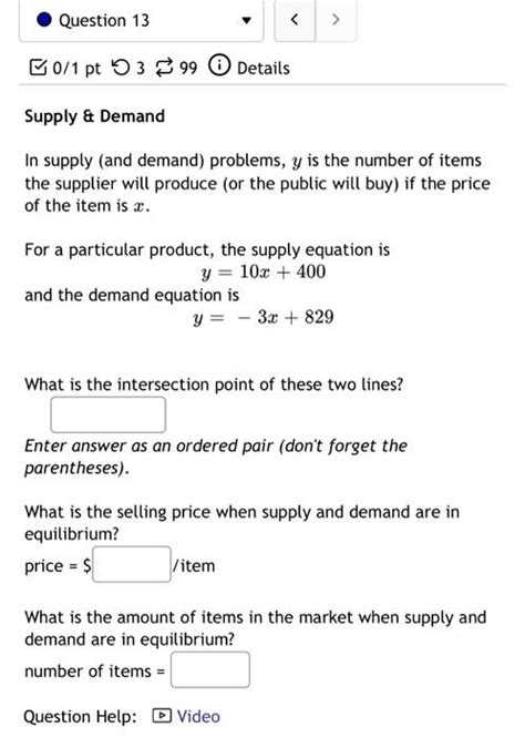 Solved Supply And Demand In Supply And Demand Problems Y