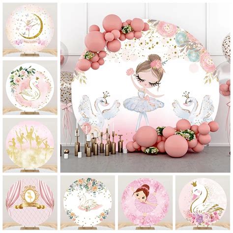 라운드 베이비 샤워 백조 발레 소녀 생일 파티 장식 사진 촬영 배경 사진 스튜디오 포토콜 소품배경 Aliexpress