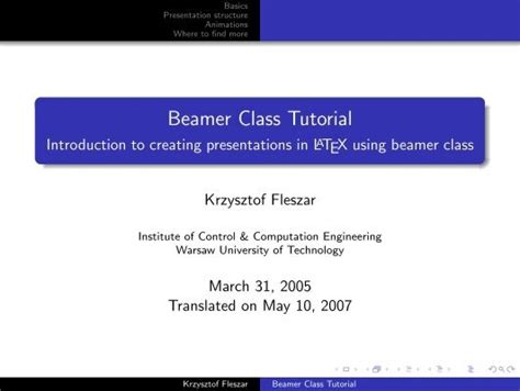 Beamer Class Tutorial Introduction To Creating Presentations In