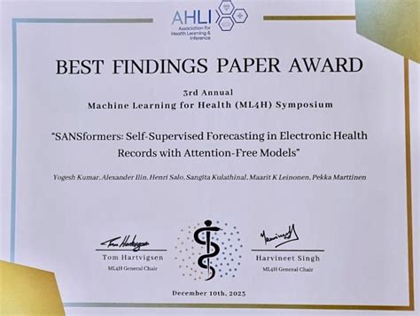 Yogesh Kumar On Linkedin Our Work On Longitudinal Electronic Health Records Was Recognized At The
