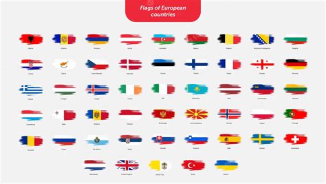 유럽 국가의 브러시 스트로크 플래그 프리미엄 벡터