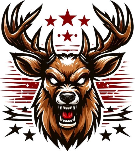 Create A Angry Deer Face Vector Illustration Pro With White Background