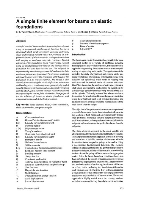 pdf simple finite element for beams on elastic foundations