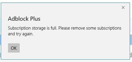 ABP Subscription Error Message Windows 10 Forums