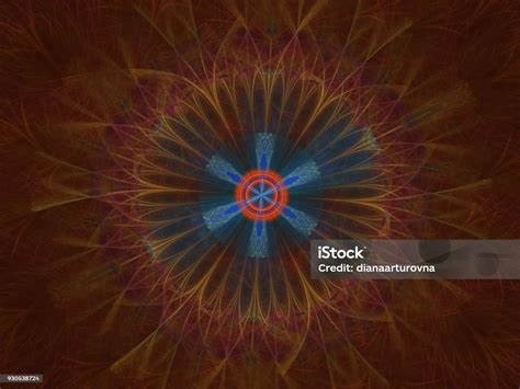 우주 기하학입니다 공간에 빛 현상입니다 플래시 하 고 노곤한 공기에 번개 프랙탈 만다라 그림을 추상화 합니다 다른은 하에서 기본 프로세스입니다 0명에 대한 스톡 사진 및