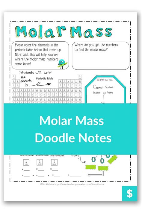 Molar Mass Doodle Notes Doodle Notes Teaching Science Molar Mass