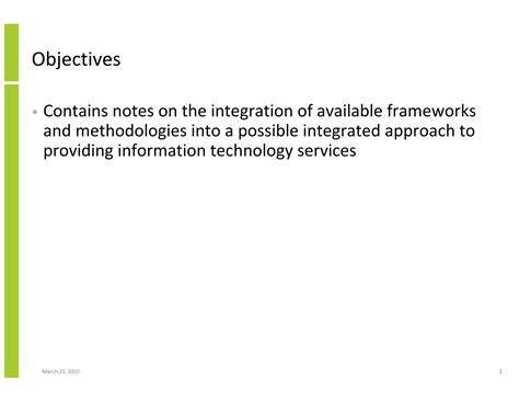 Integrating It Frameworks Methodologies And Best Practices Into It