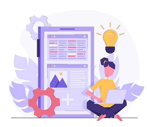 Premium Vector App Development A Programmer Creates An Application