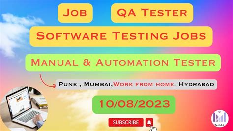 Qa Fresher Job Software Testing Job Manual Automation Testing Job 10 August 2023 Vacancy