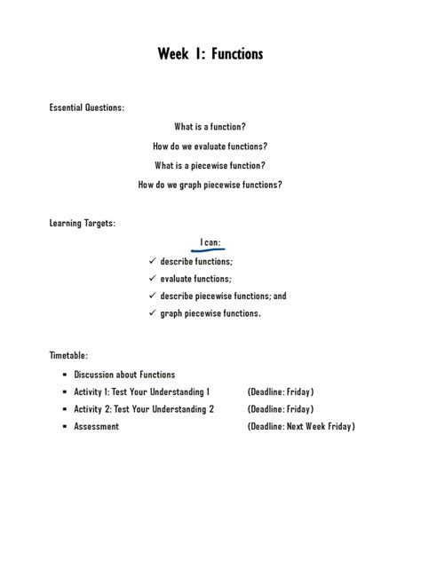 Genmath Week 1 Functions Pdf Function Mathematics Analysis