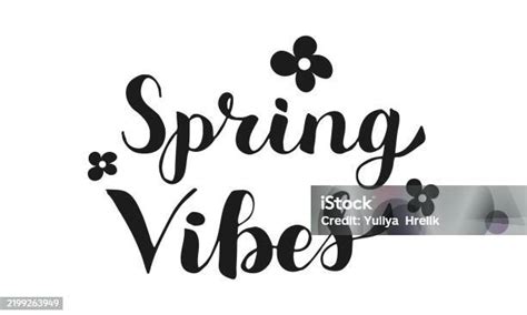 봄 분위기 꽃으로 그린 서예 글자 흰색 배경에 고립 된 손으로 쓴 단어입니다 배너 포스터 포스트 카드에 대한 봄 계절 영감 검은색에 대한 스톡 벡터 아트 및 기타 이미지
