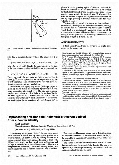 Representing A Vector Field Helmholtzs Theorem Derived From A Fourier Identity American