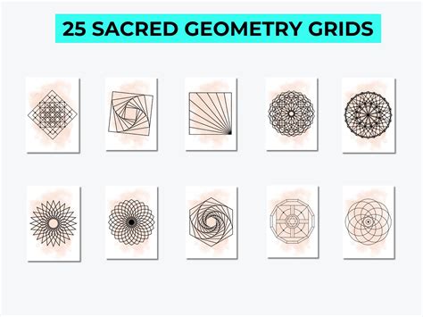 Printable Crystal Grid Templates Watercolor Crystal Grids Sacred Geometry Printable