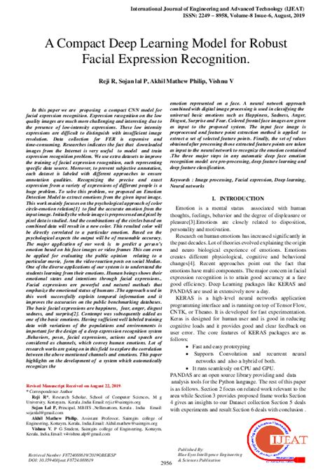 Pdf A Compact Deep Learning Model For Robust Facial Expression Recognition