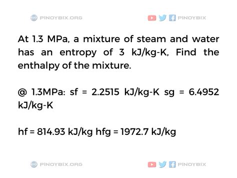 Solution Find The Enthalpy Of The Mixture
