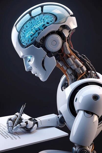 Premium Photo 3d Rendering Robot Arm Writing Ai Brain