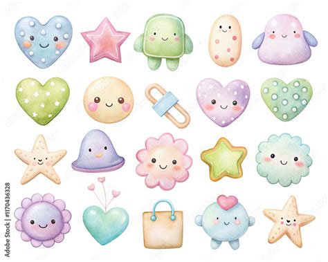 Cartoon Clip Art Collection Pastel Colors Stock Illustration Adobe Stock