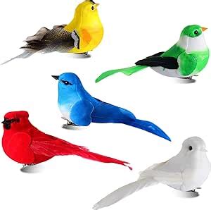 Threan 5 Pcs Artificial Birds Fake Birds Clip On Realistic