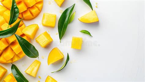 Mango Cube Slices Isolated On White Background Stock Image Image Of Single Design 344273075