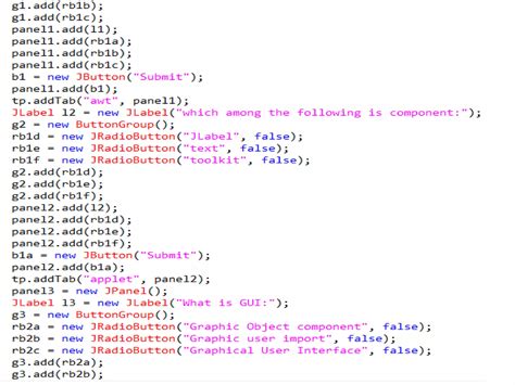 Quiz Appj Tabbed Panejdialogcontaineractioneventjradiobuttonbuttongroupjpanel Ppt