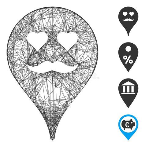 Net Lover Smiley Map Marker Vector Mesh Stock Illustration Illustration Of Grid Navigation