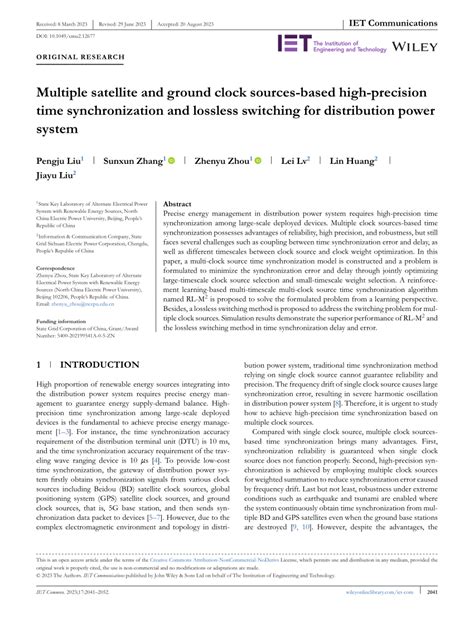 Pdf Multiple Satellite And Ground Clock Sources‐based High‐precision Time Synchronization And