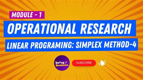 Operation Research Linear Programming Simplex Method Problem 4 Youtube