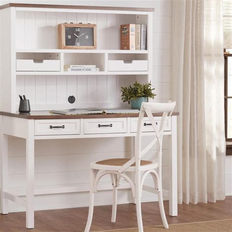 White Desk With Wood Top And Drawers At Mario Beck Blog