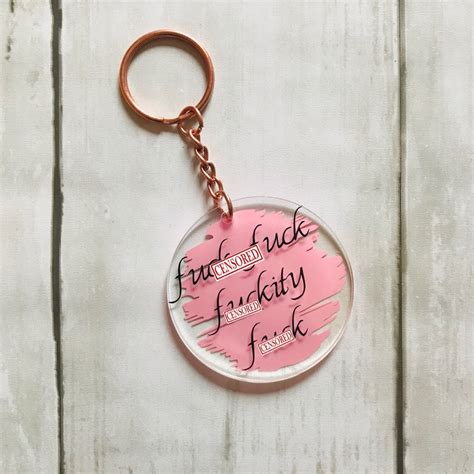 Novelty Naughty Keyring Keychain Rose Gold Sweary Keyring Etsy