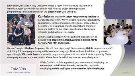 Cambria Custom Programming Ppt