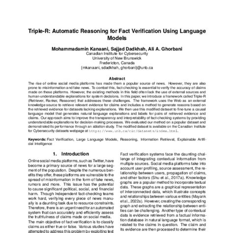 Triple R Automatic Reasoning For Fact Verification Using Language Models Acl Anthology