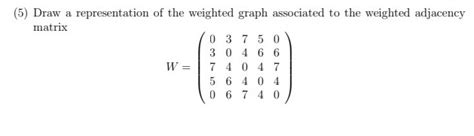 Solved Draw A Representation Of The Weighted Graph Chegg