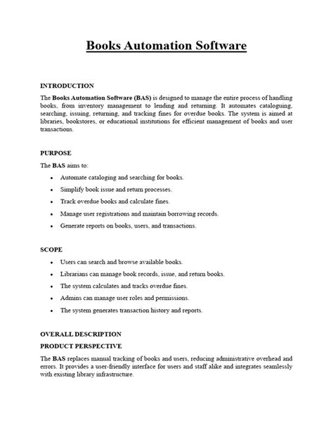 Books Automation Software Srs 1 Pdf Inputoutput Barcode