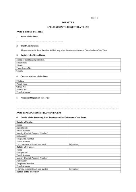 Download Application To Register A Trust Form Tr1 Sheriahub Documents