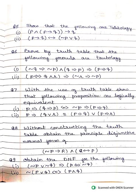 Solution Practice Question Of Discrete Structure Propositional Logic