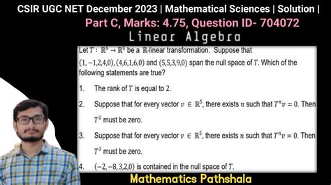 csir ugc net december 2023 mathematical sciences linear algebra
