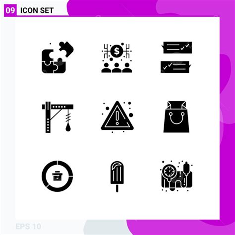 9 User Interface Solid Glyph Pack Of Modern Signs And Symbols Of Alert