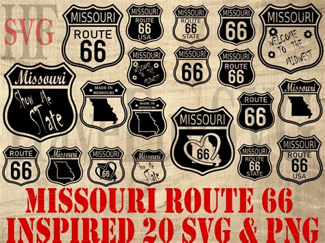 Lot De Fichiers Png Svg Missouri State Route 66 20 Cliparts