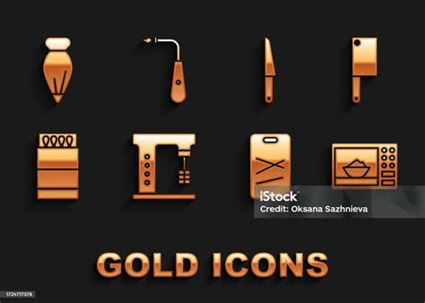 전기 믹서 고기 다지기 전자 레인지 도마 성냥갑 및 성냥 열기 칼 케이크 장식 및 긴 전기 라이터 아이콘을 위한 생과자 가방을 설정합니다 벡터 가방에 대한 스톡 벡터 아트