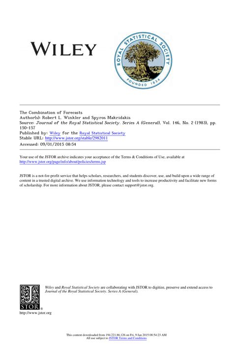 Pdf The Combination Of Forecasts