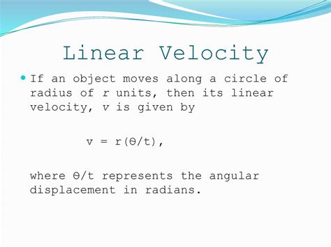 Section 2 Linear And Angular Velocity Ppt Download