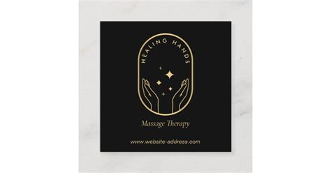 Modern Healing Hands Massage Wellness Gold Logo Square Business Card