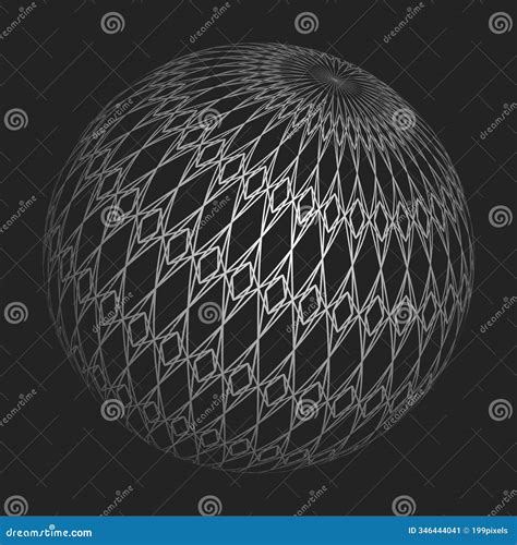 3d Sphere Mesh Grid Ball Or Sphere In Grid Of Line 3d Abstract Object In Wireframe Of Lines